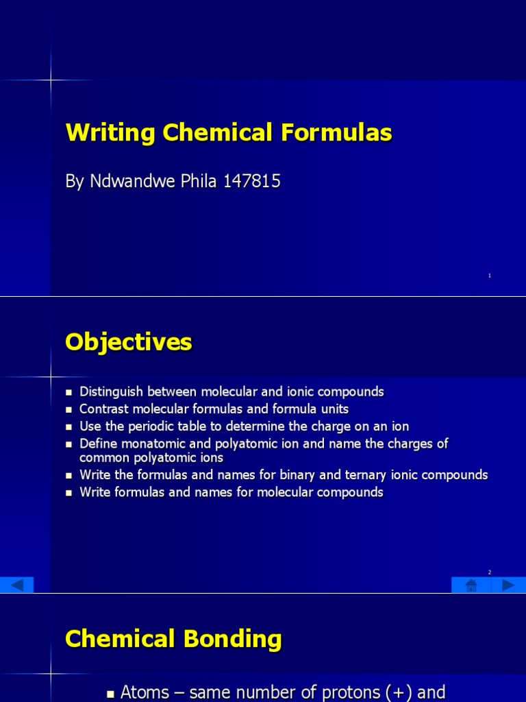 Writing Chemical Formulas | PDF | Ion | Molecules
