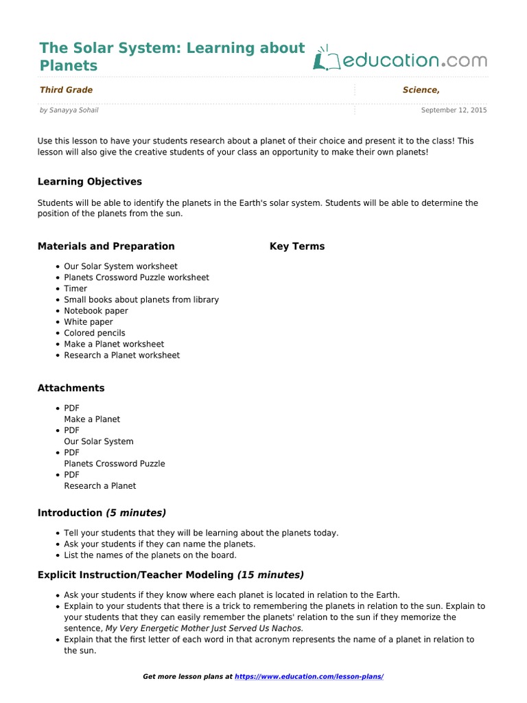 Solar System Unit Plan