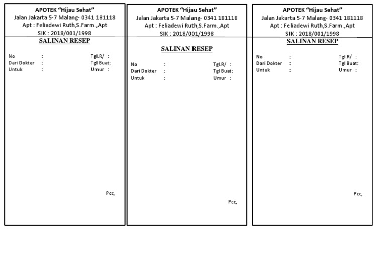 Format Copy Resep | PDF