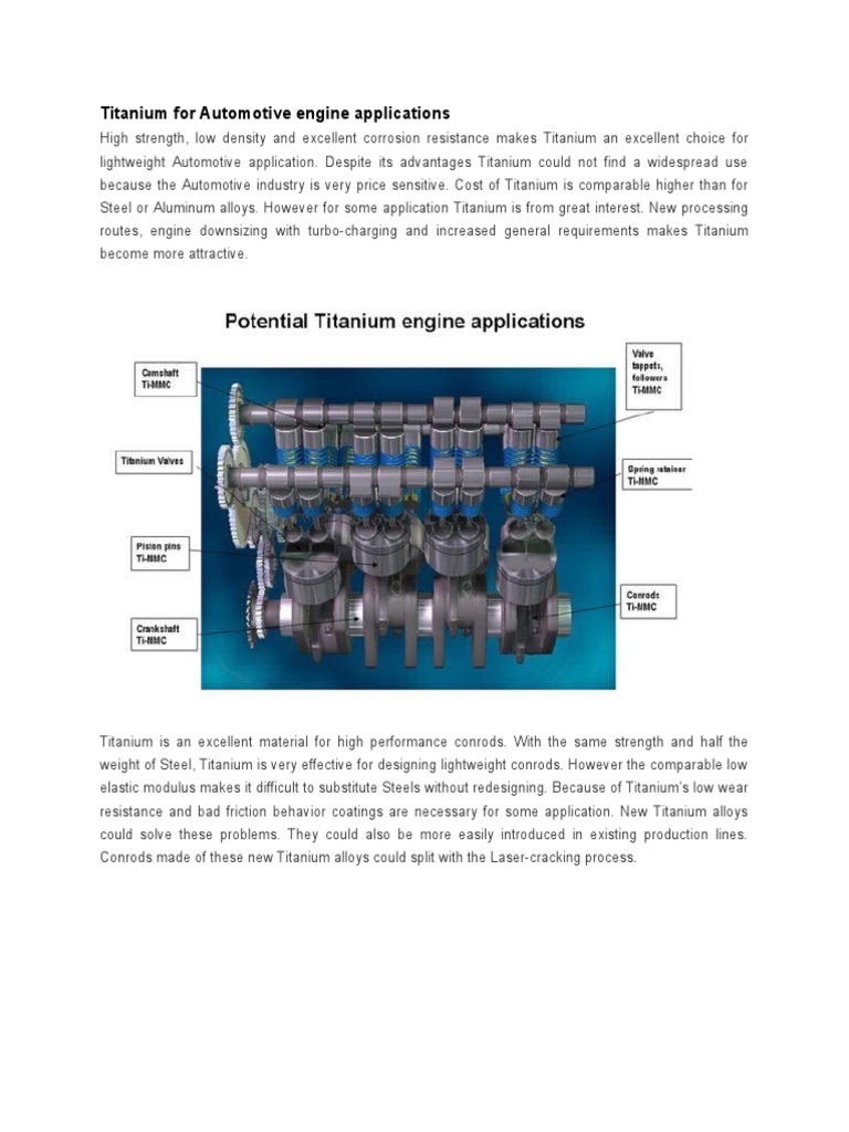 Titanium For Automotive Engine Applications | PDF | Titanium | Alloy