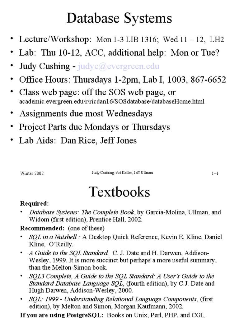 Database Systems Syllabus: An Overview of Database Concepts, Models, and Applications | PDF ...