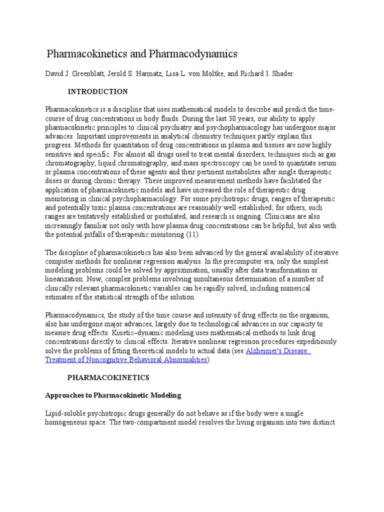 Pharmacokinetics and Pharmacodynamics | PDF | Pharmacokinetics ...