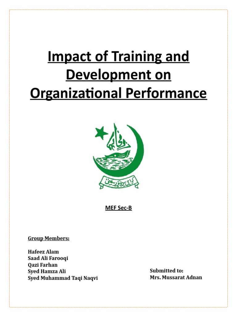 Impact of Training and Development on Organizational Performance ...
