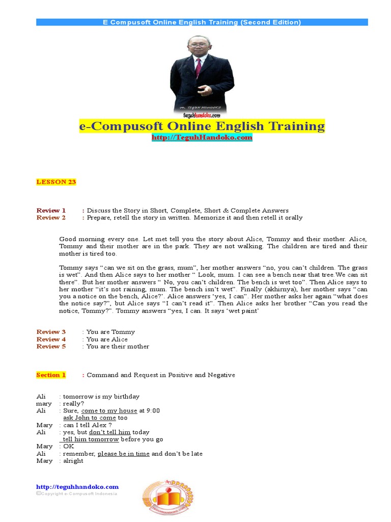 E Compusoft Online English Training (Second Edition) | PDF