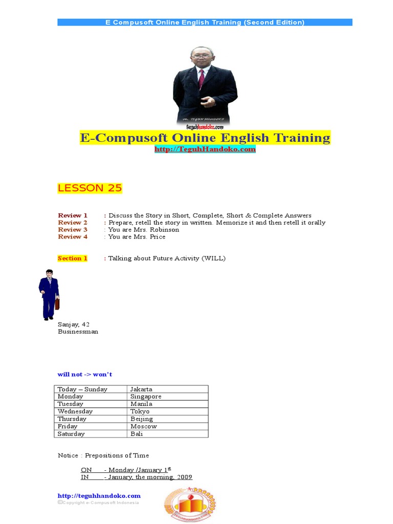 E-Compusoft Online English Training: Lesson 25 | PDF