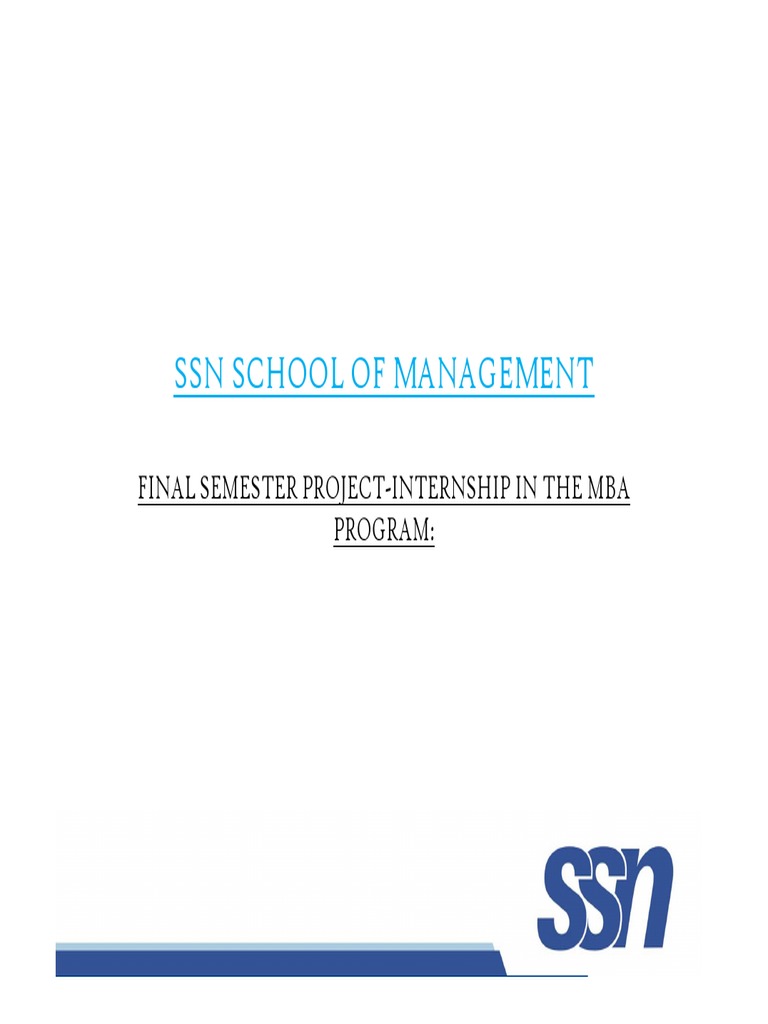 SSN MBA Project Internship Opportunities | PDF | Master Of Business ...