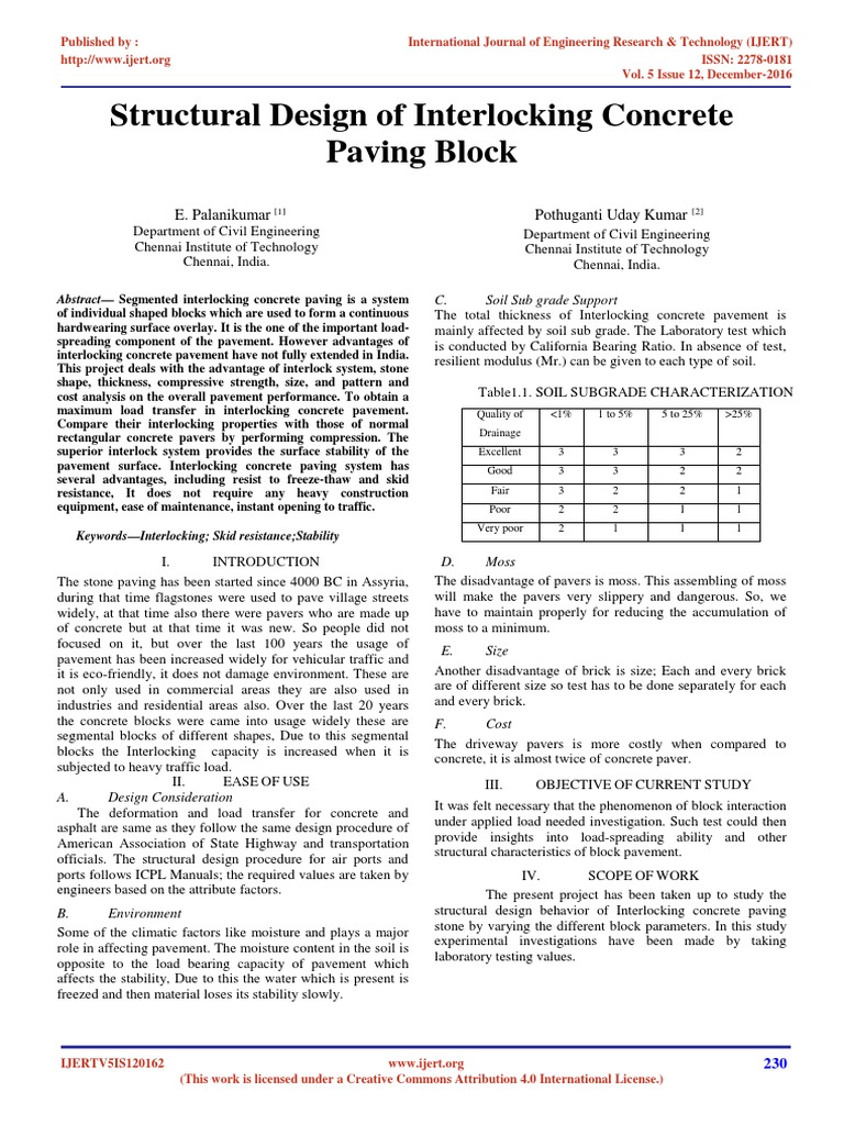 Structural Design of Interlocking Concrete Paving Block: E. Palanikumar ...