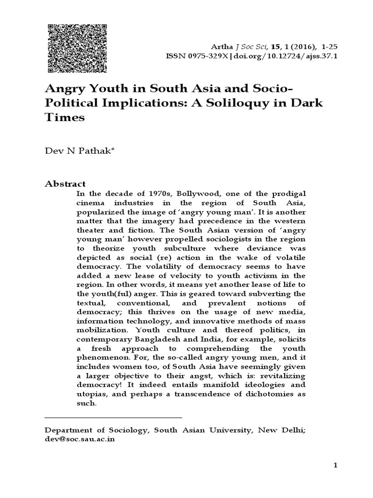 Angry Youth in South Asia and Socio - Pol PDF | PDF | Identity (Social Science) | Internet