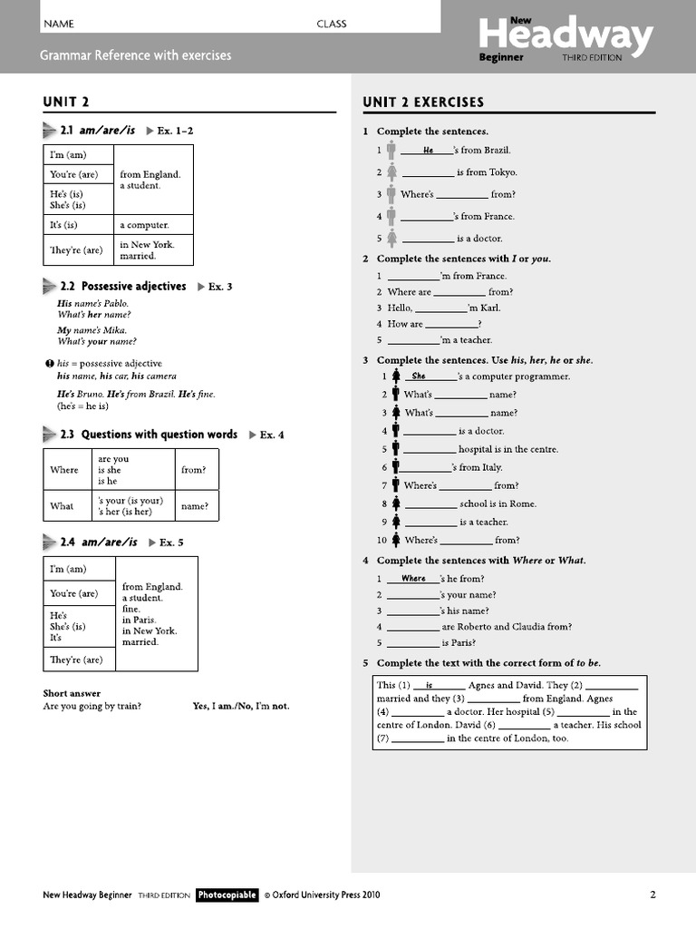 Grammar 2 Headway Beginner | PDF