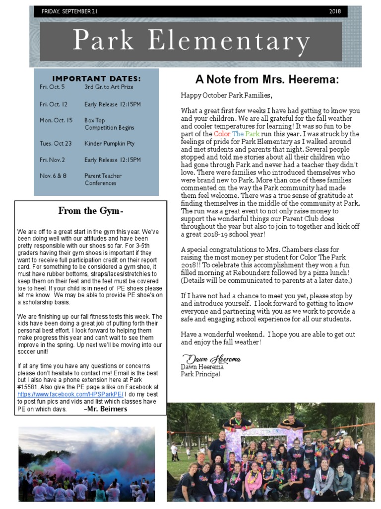Park Newsletter Oct | PDF | Shoe | Foods