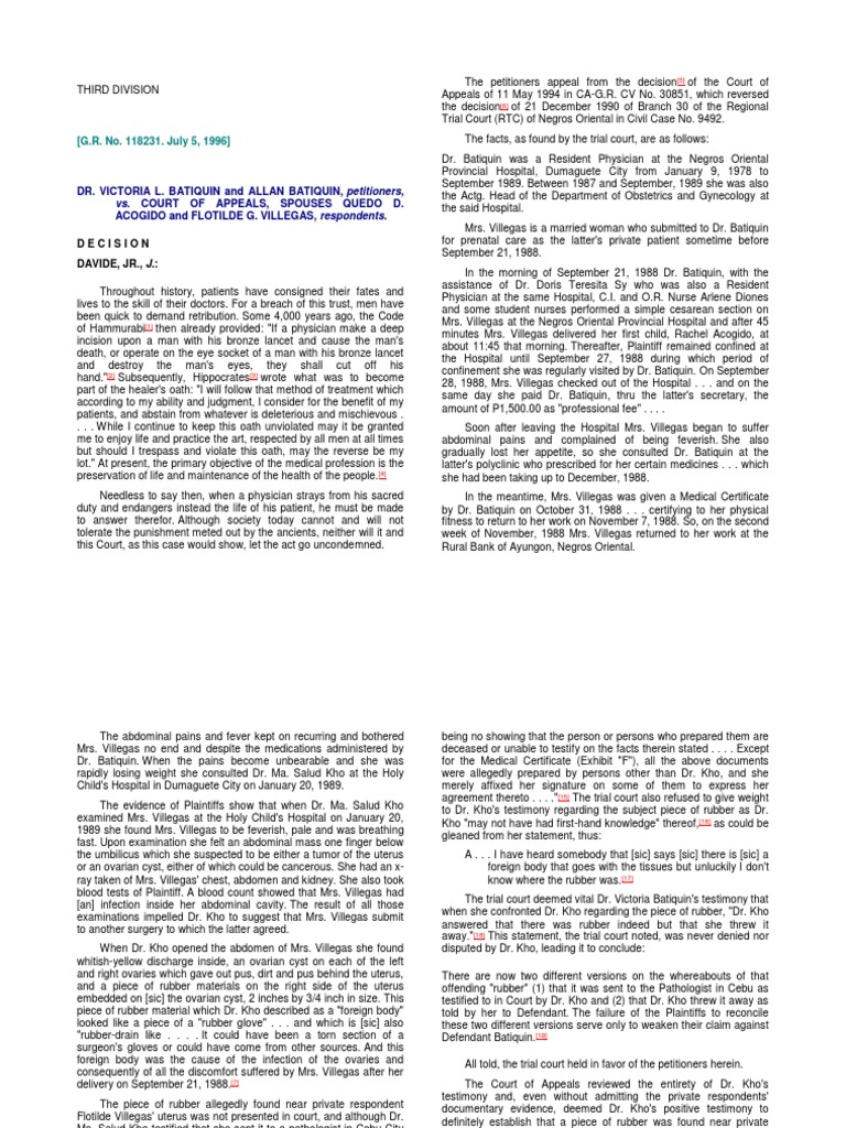 Dr. Victoria L. Batiquin and Allan Batiquin vs. Court of Appeals | PDF ...