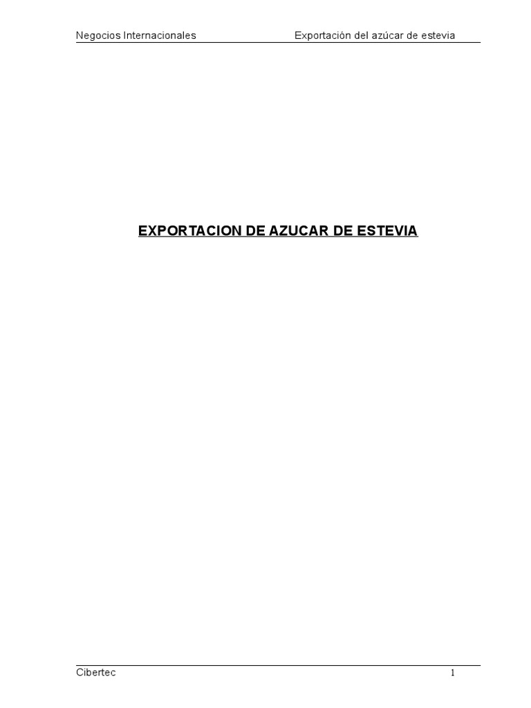 Exportación de Azúcar de Estevia en EE.UU. | PDF | Nutrientes | Sacarosa