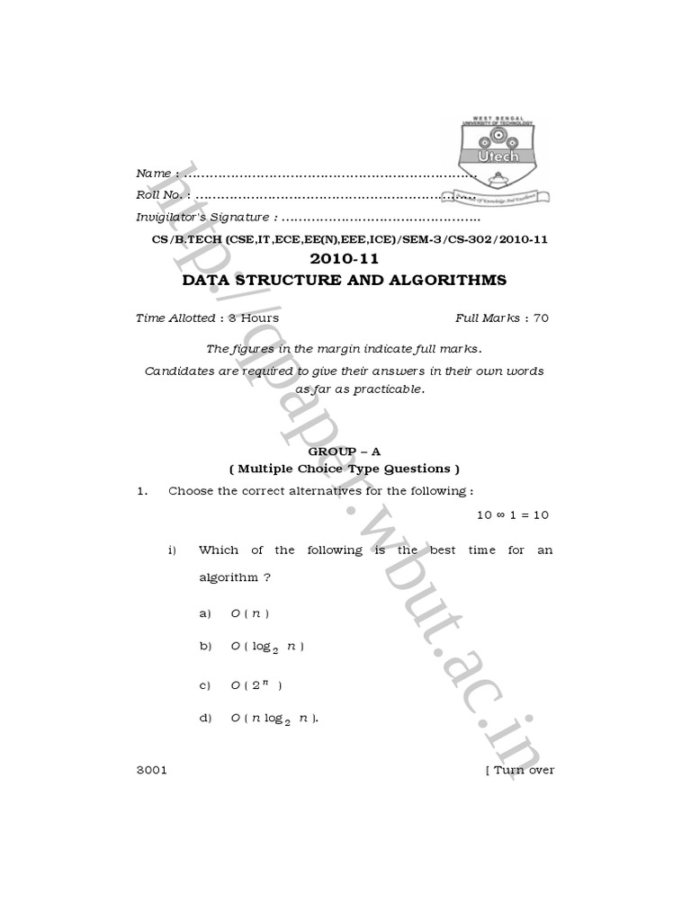 HT TP: //qpa Pe R.W But .Ac .In: 2010-11 Data Structure and Algorithms | PDF | Algorithms And ...