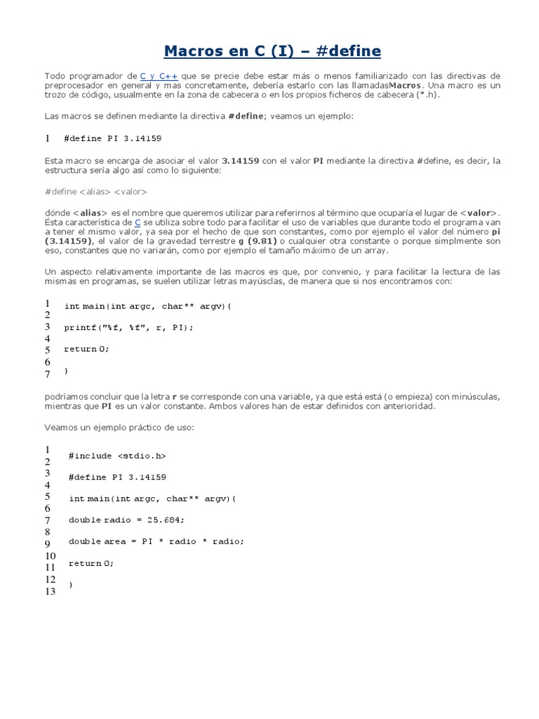Macros en C | PDF | Compilador | Macro (informática)