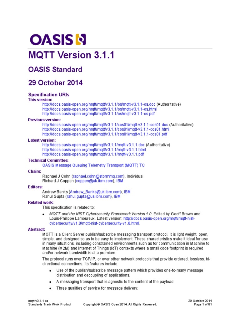 mqtt-v3 1 1-Os PDF | PDF | Network Packet | String (Computer Science)