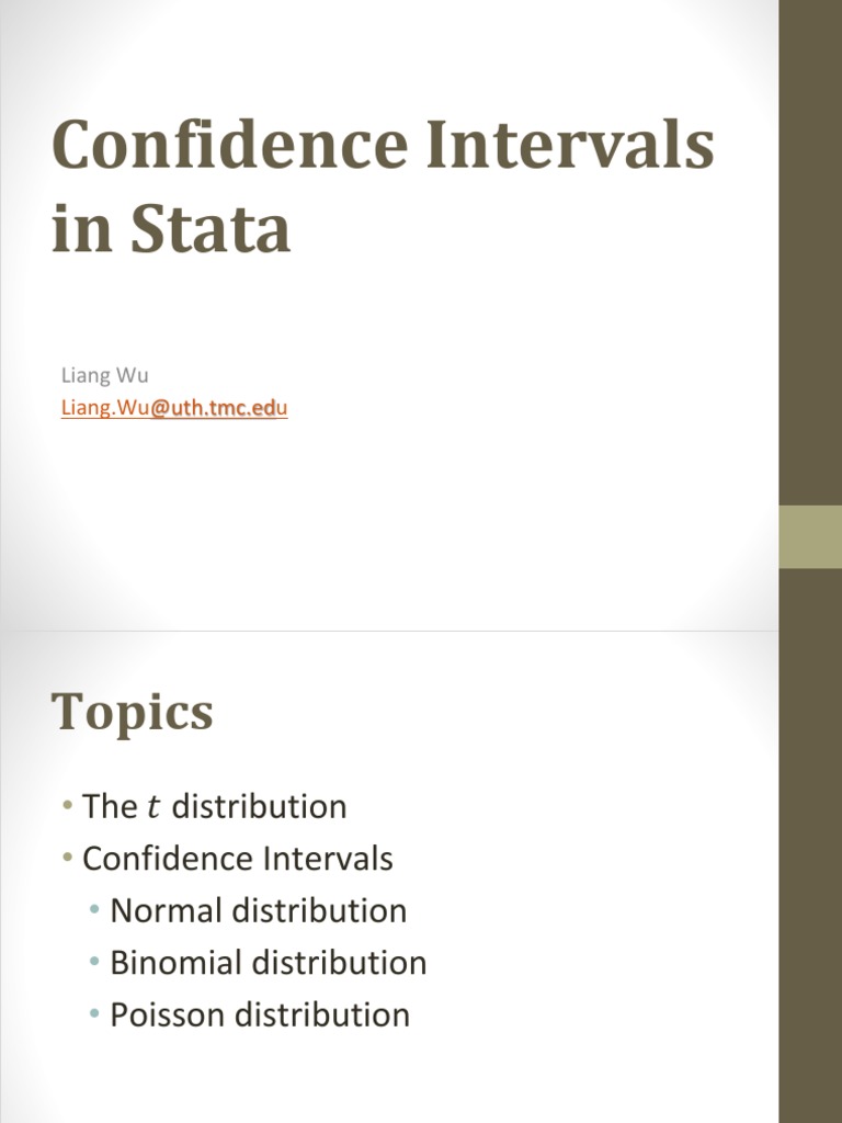 STATA Confidence - Intervals | PDF | Confidence Interval | Normal ...