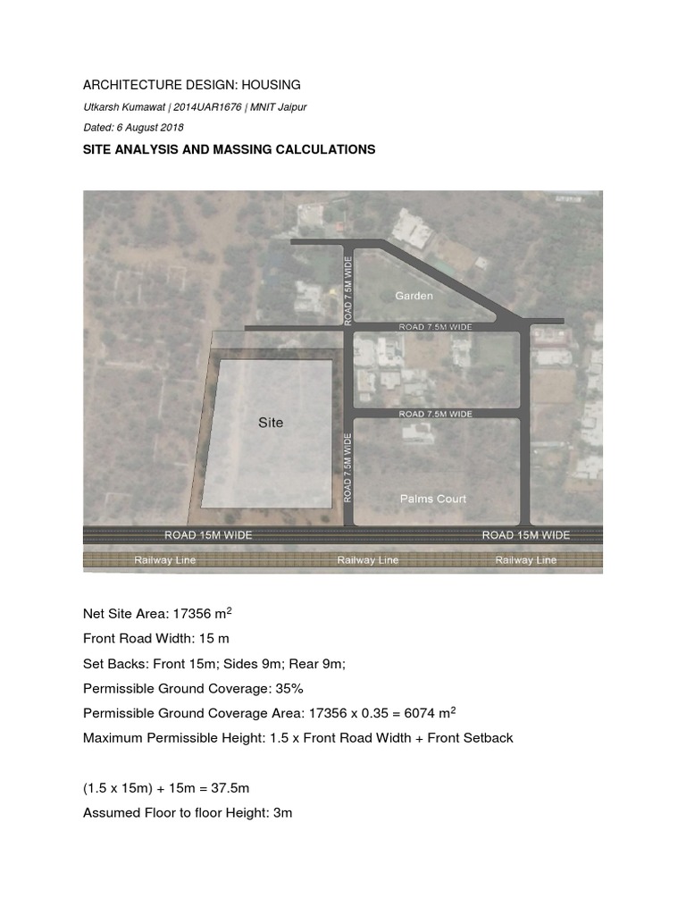 Site Analysis and Massing Calculations: Architecture Design: Housing | PDF