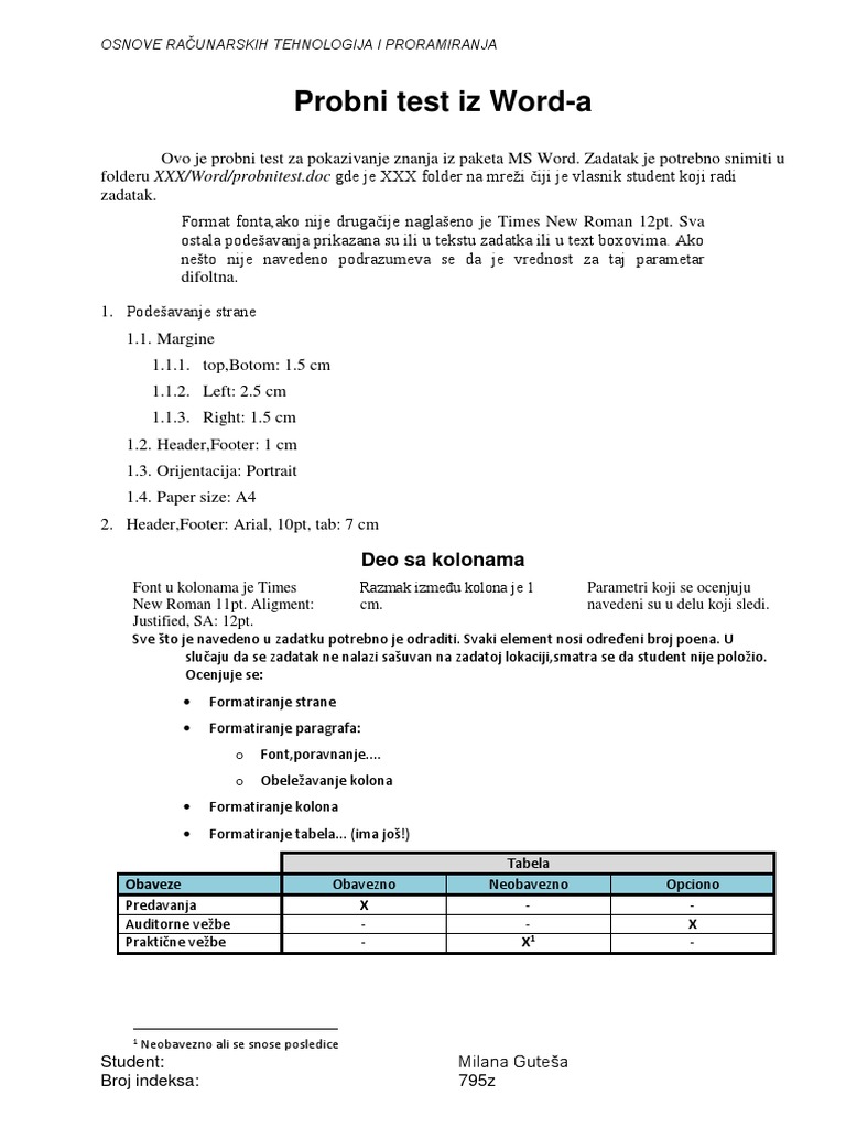 Probni Test Iz Worda Proba | PDF