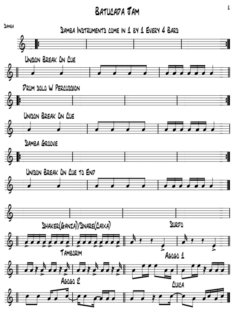 Samba Instruments Come in 1 by 1 Every 4 Bars | PDF | Music Technology ...