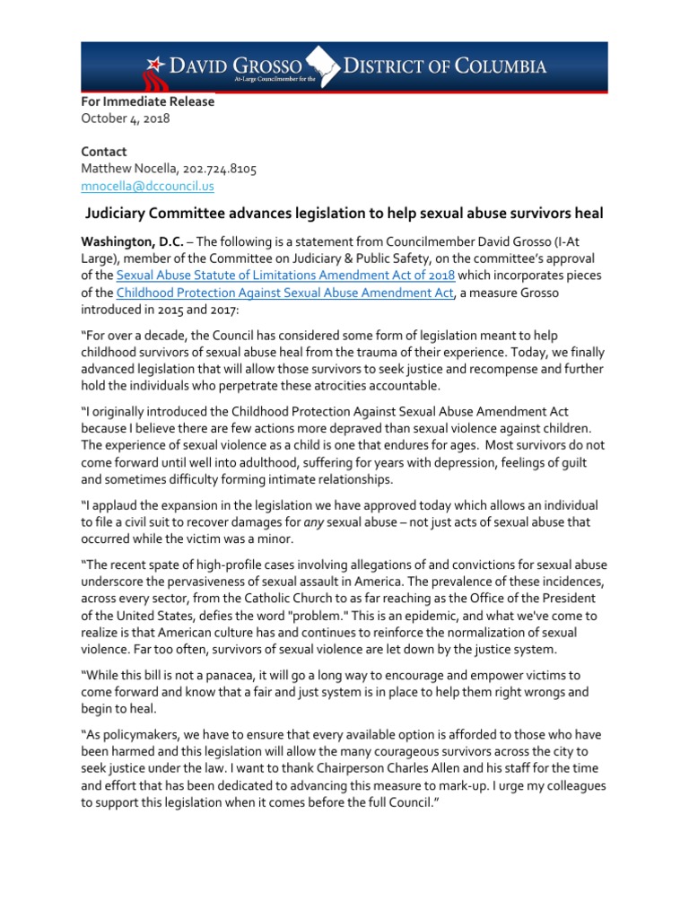 STATEMENT JPS Approval of Sexual Abuse Bill | PDF | Sexual Abuse ...
