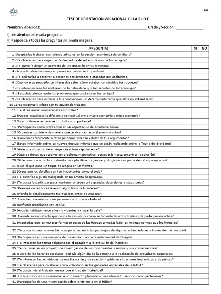 Test de Orientación Vocacional | Bienestar