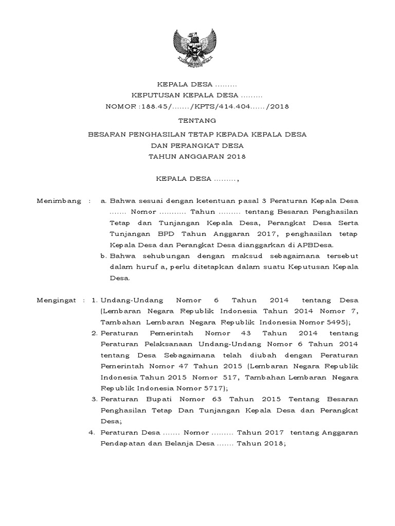 Contoh SK Siltap Kades & Perangkat | PDF