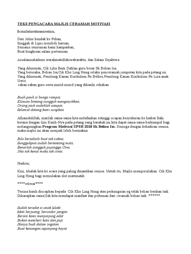 Teks Pengacara Majlis Ceramah Motivasi 4 | PDF