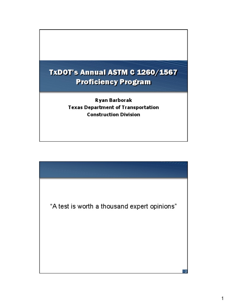 TxDOT ASTM C 1260/1567 Program | PDF | Standard Deviation | Concrete