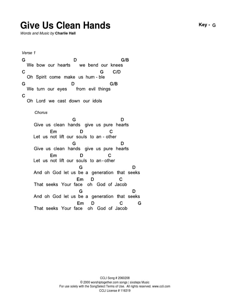 Give Us Clean Hands-G | PDF