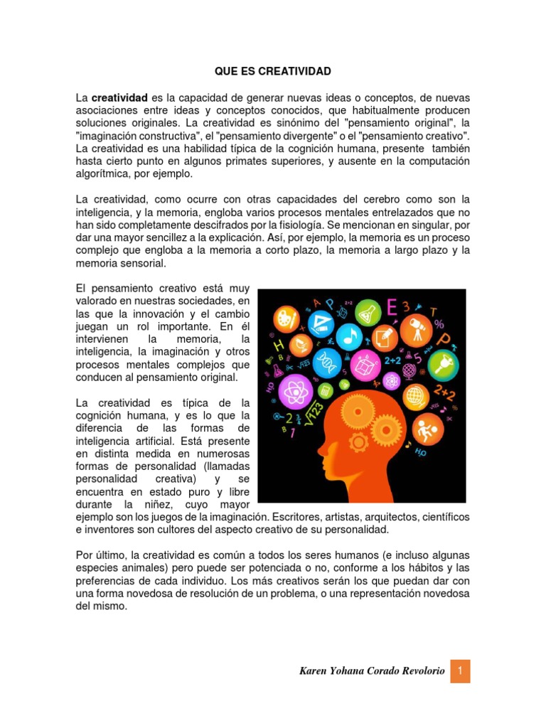 Definición y Concepto de Creatividad | PDF | Creatividad | Maestros
