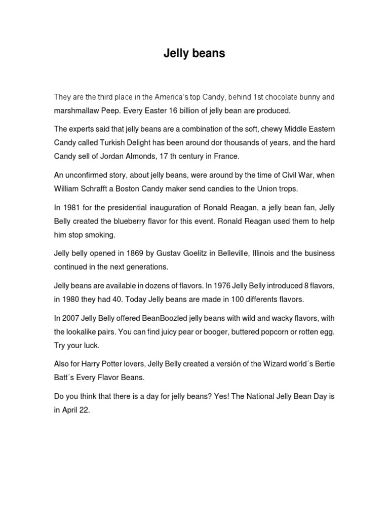History and Fun Facts About Jelly Beans | PDF