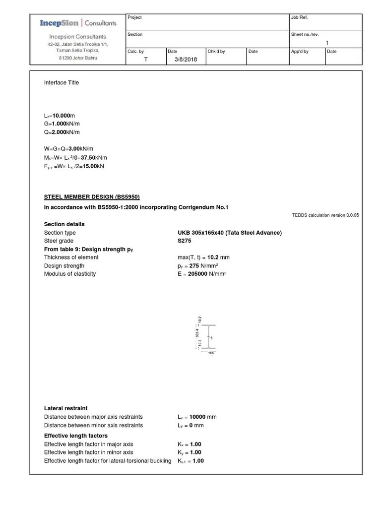 Steel Member Design (Bs5950) in Accordance With BS5950-1:2000 ...