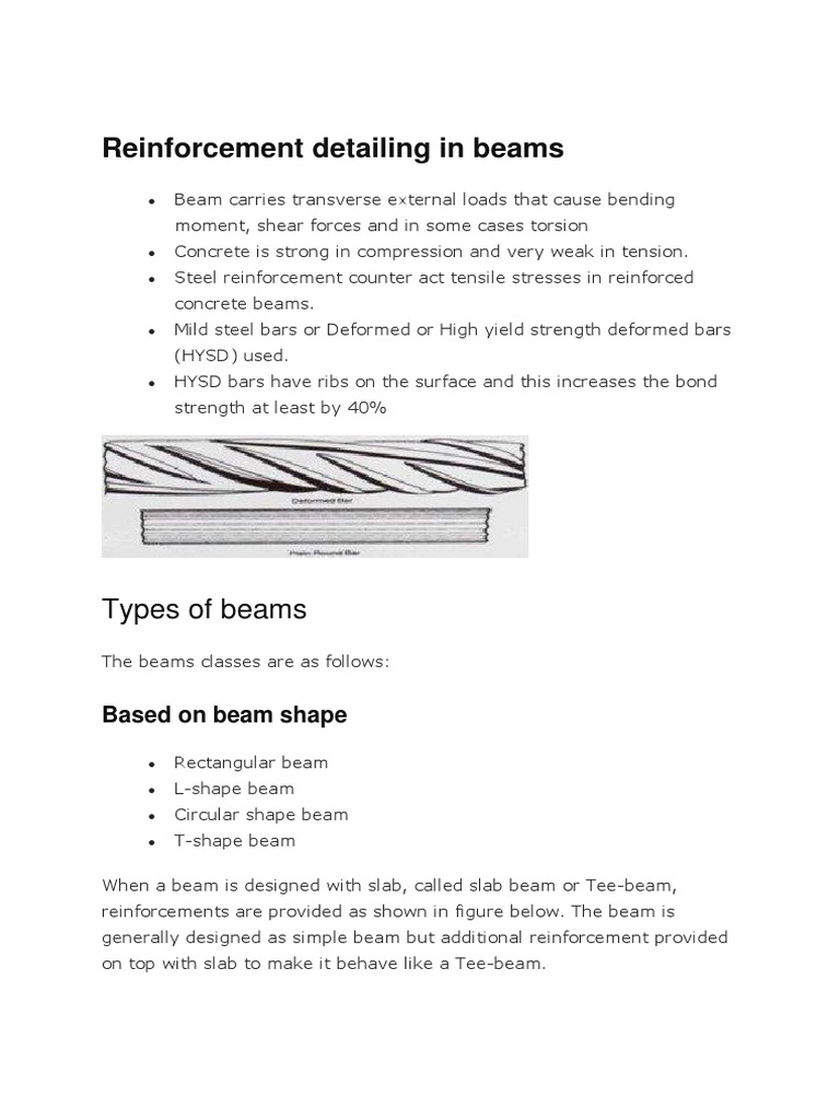 Reinforcement Detailing in Beams | PDF | Beam (Structure) | Bending
