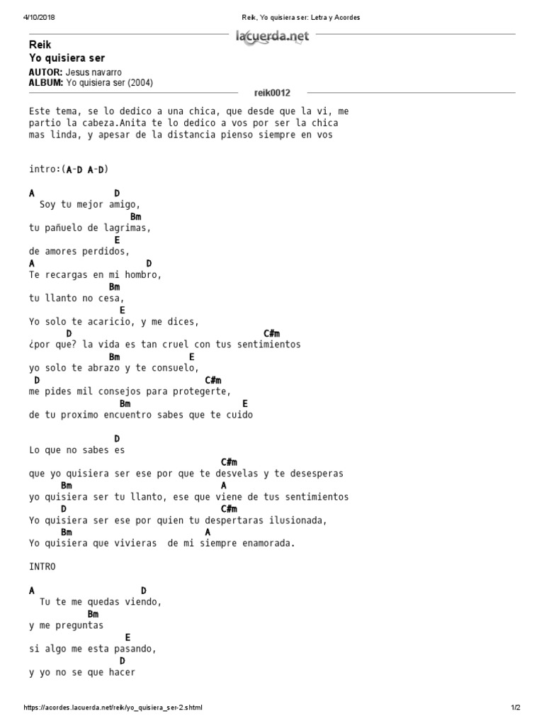 Reik, Yo Quisiera Ser_ Letra y Acordes | Música grabada