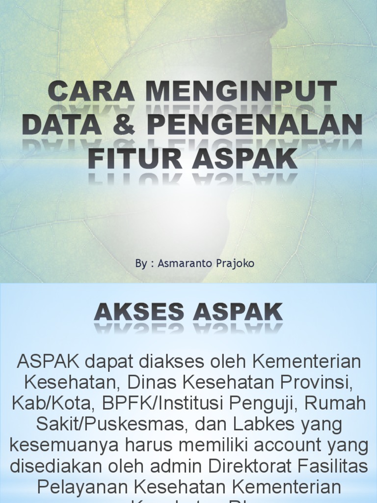 Tata Cara Penginputan Dan Pengenalan Fitur Aspak PDF | PDF