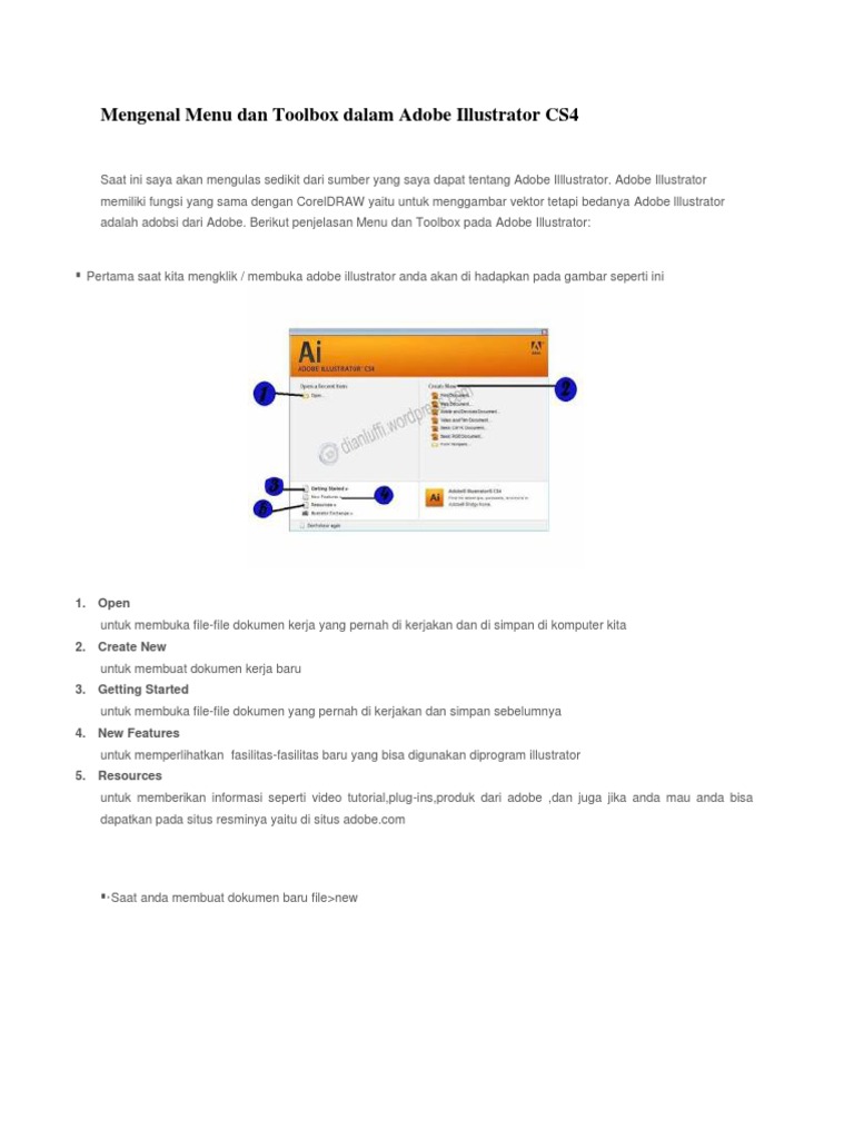 Mengenal Menu Dan Toolbox Dalam Adobe Illustrator CS4 | PDF | Komputer