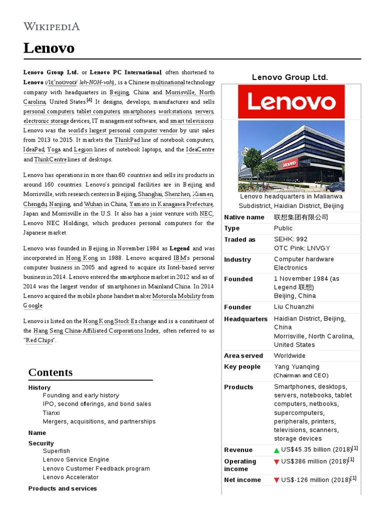 Lenovo Group LTD | PDF | Lenovo | Computer Hardware