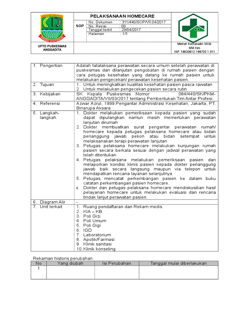 Prosedur Homecare Pasien Puskesmas | PDF | Kesehatan Holistik