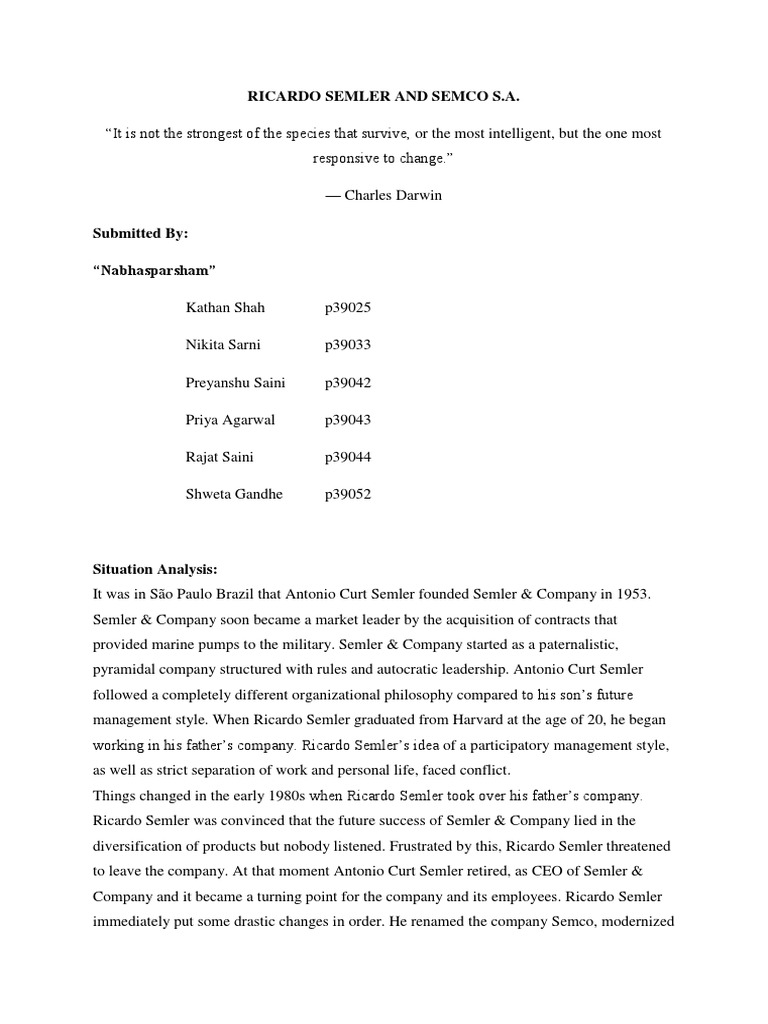 Ricardo Semler and Semco S.A | PDF | Leadership | Economies