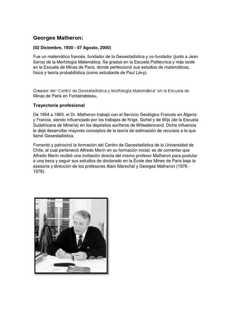 Georges Matheron y la Geoestadística | PDF | Mecánica | Teoría de la ...