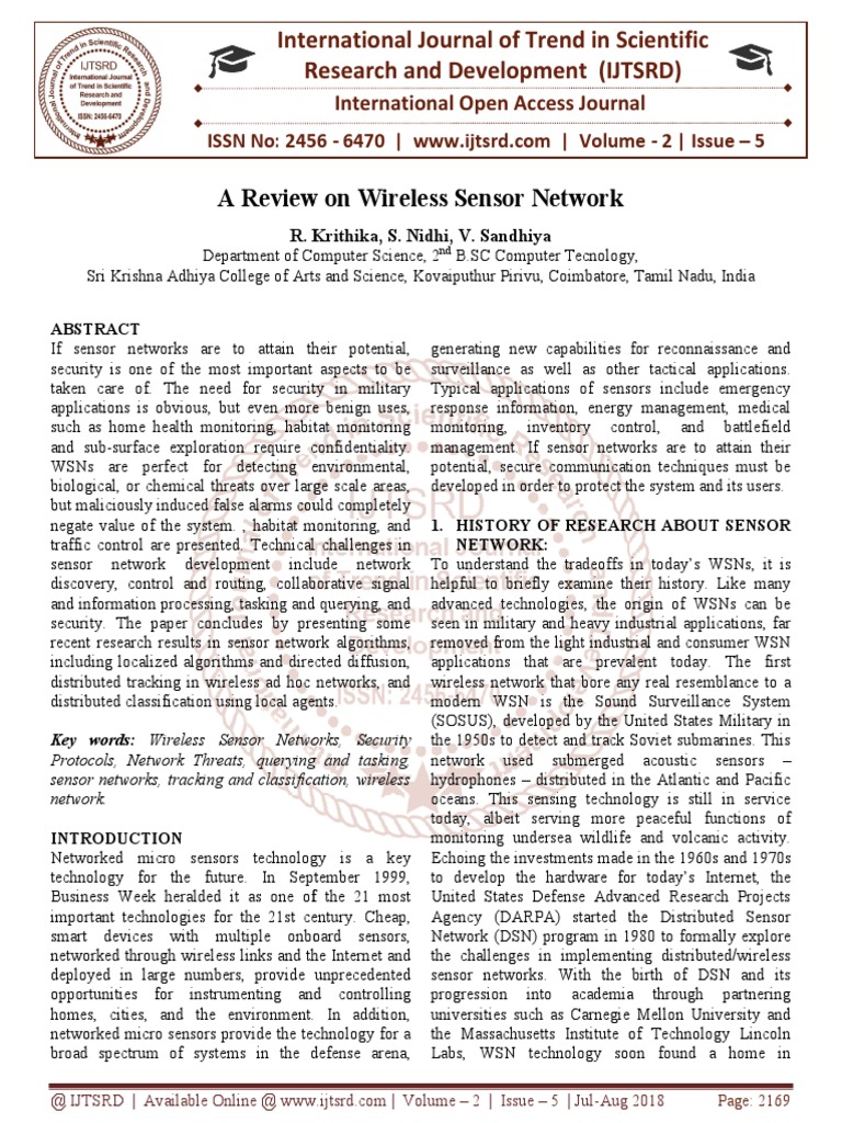 A Review On Wireless Sensor Network | PDF | Wireless Sensor Network ...