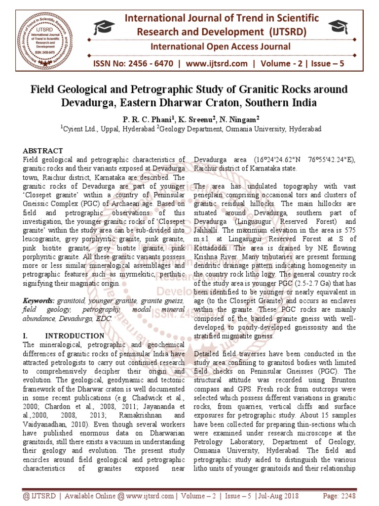 Field Geological and Petrographic Study of Granitic Rocks Around ...
