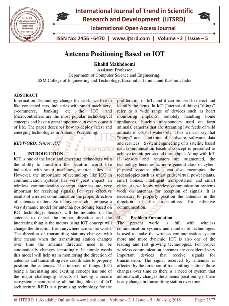 Antenna Positioning Based On IOT | PDF | Communications System | Internet Of Things