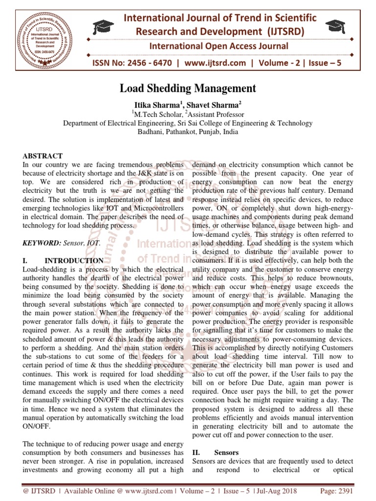 Load Shedding Management | PDF | Microcontroller | Embedded System