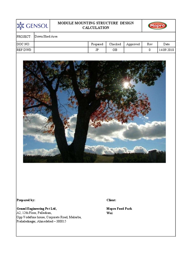 Module Mounting Structure Design Calculation | PDF | Solar Panel ...