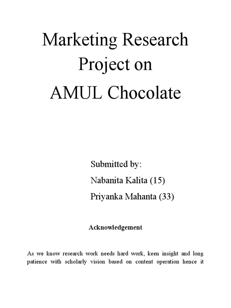 Amul Chocolate Retail Penetration Study | PDF | Sampling (Statistics ...