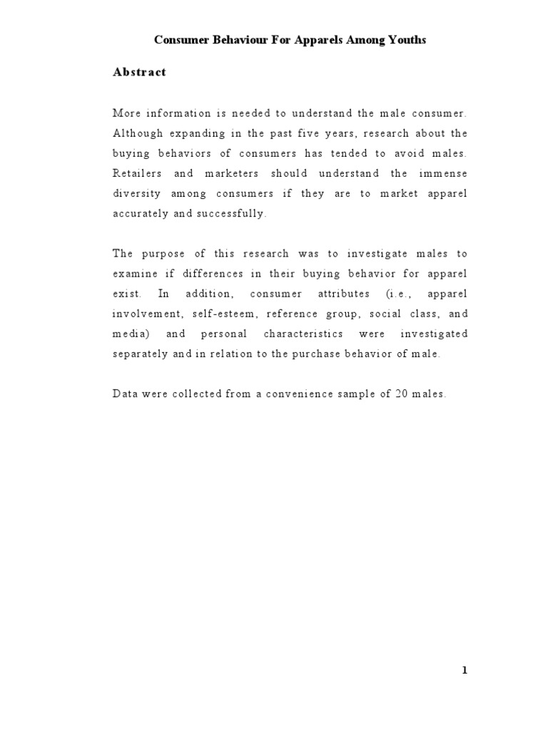 Consumer Behaviour For Apparels Among Youths | PDF