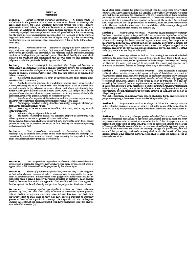 Writ of Kalikasan | PDF | Contempt Of Court | Bail