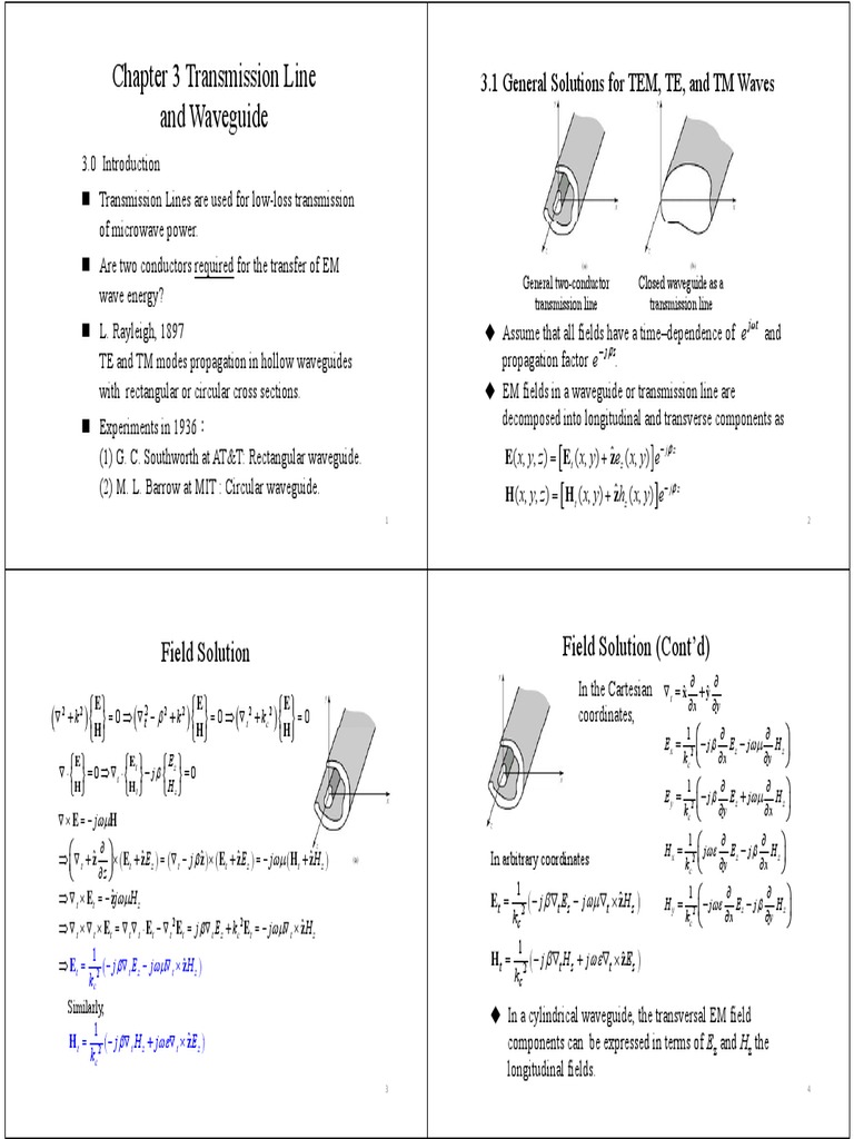 Analysis of Transmission Line and Waveguide Solutions for TEM, TE, and ...
