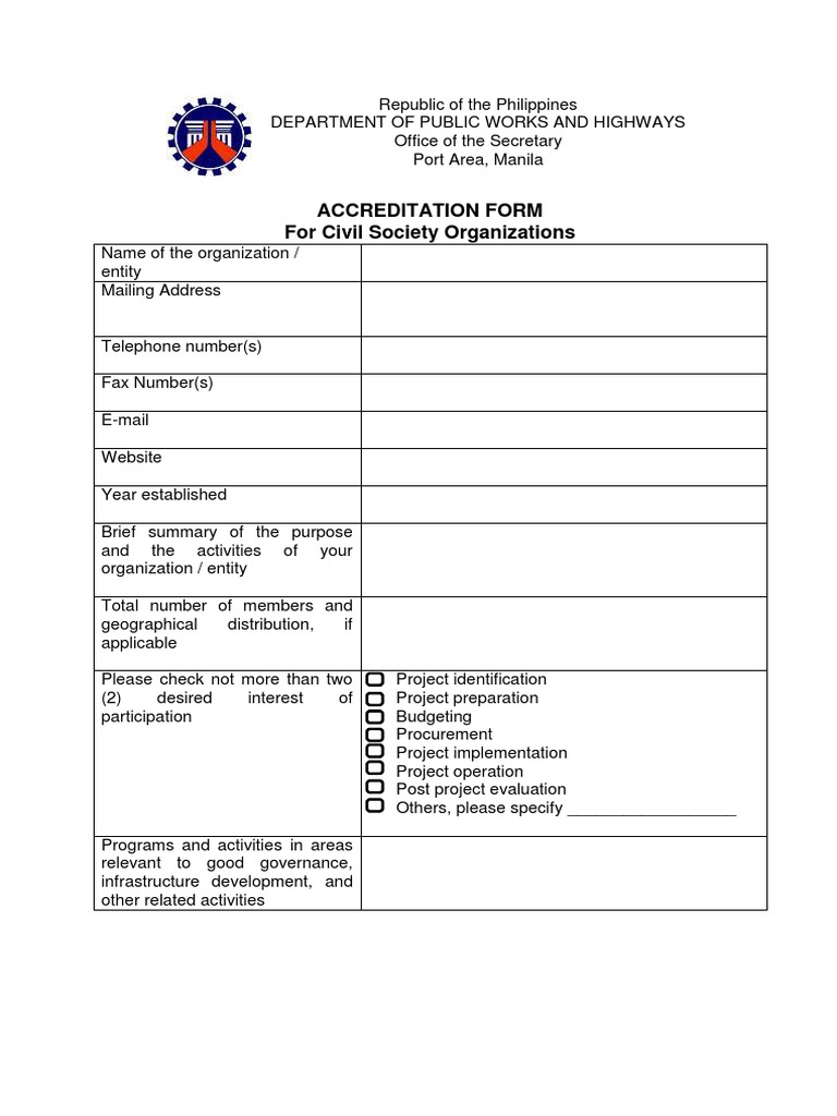 CSO Accreditation Application Form | PDF | Business